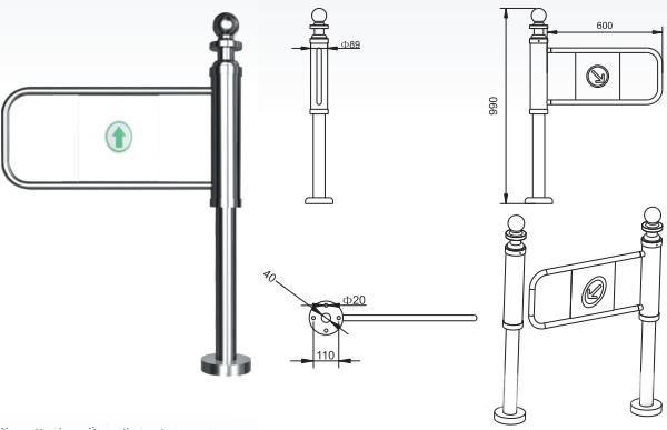 Self - Recovery Manual Swing Pedestrian Turnstile Gate